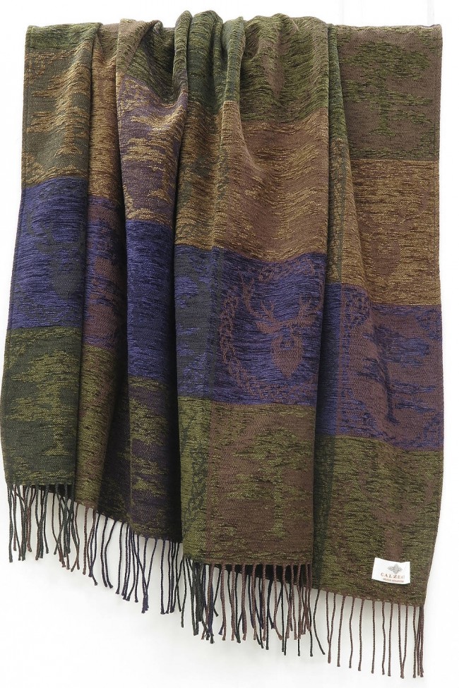 Celtic Stag & Pine Caledonia Jacquard Throw - Artisans of Scotland